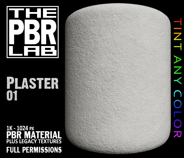 Second Life Marketplace - The PBR Lab - Plaster 01 - PBR Material & 3D Textures